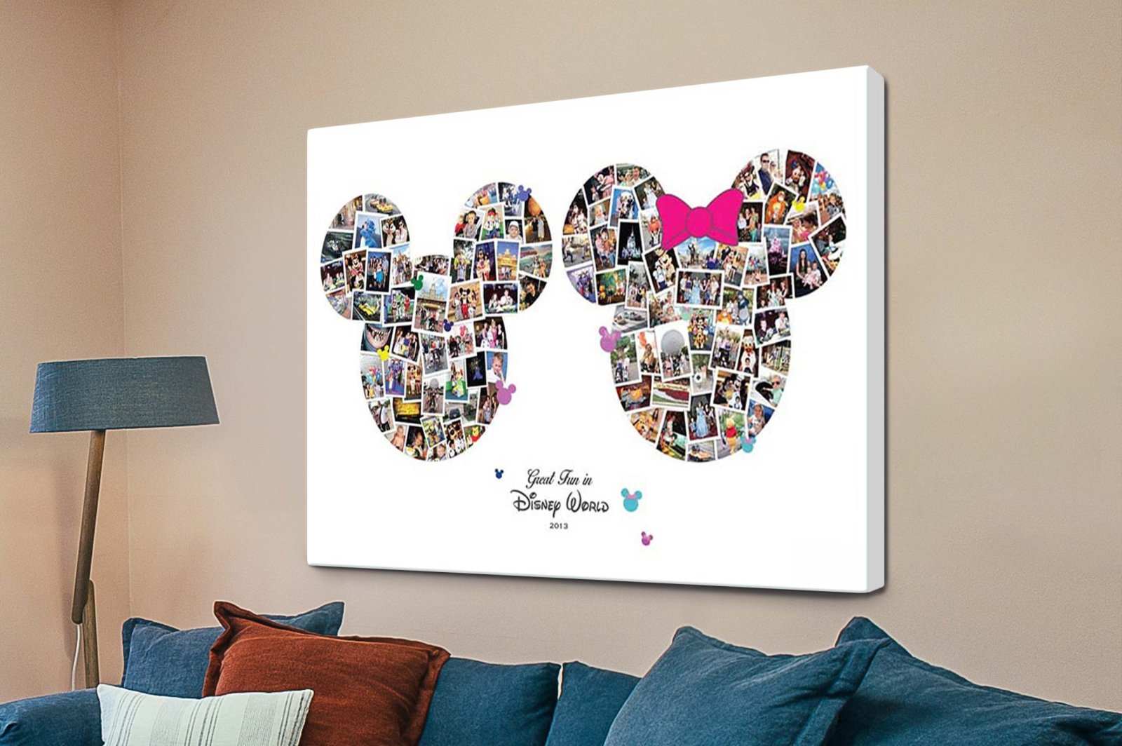 Mickey & Minnie Personalised Photo Collage Art Gift Perth