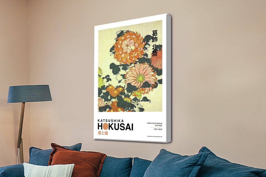 Hokusai Chrysanthemums & Bee Expo Poster | Home Decor Ideas