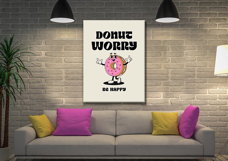 Donut Worry Be Happy Office Canvas Print | Canvas Prints Perth